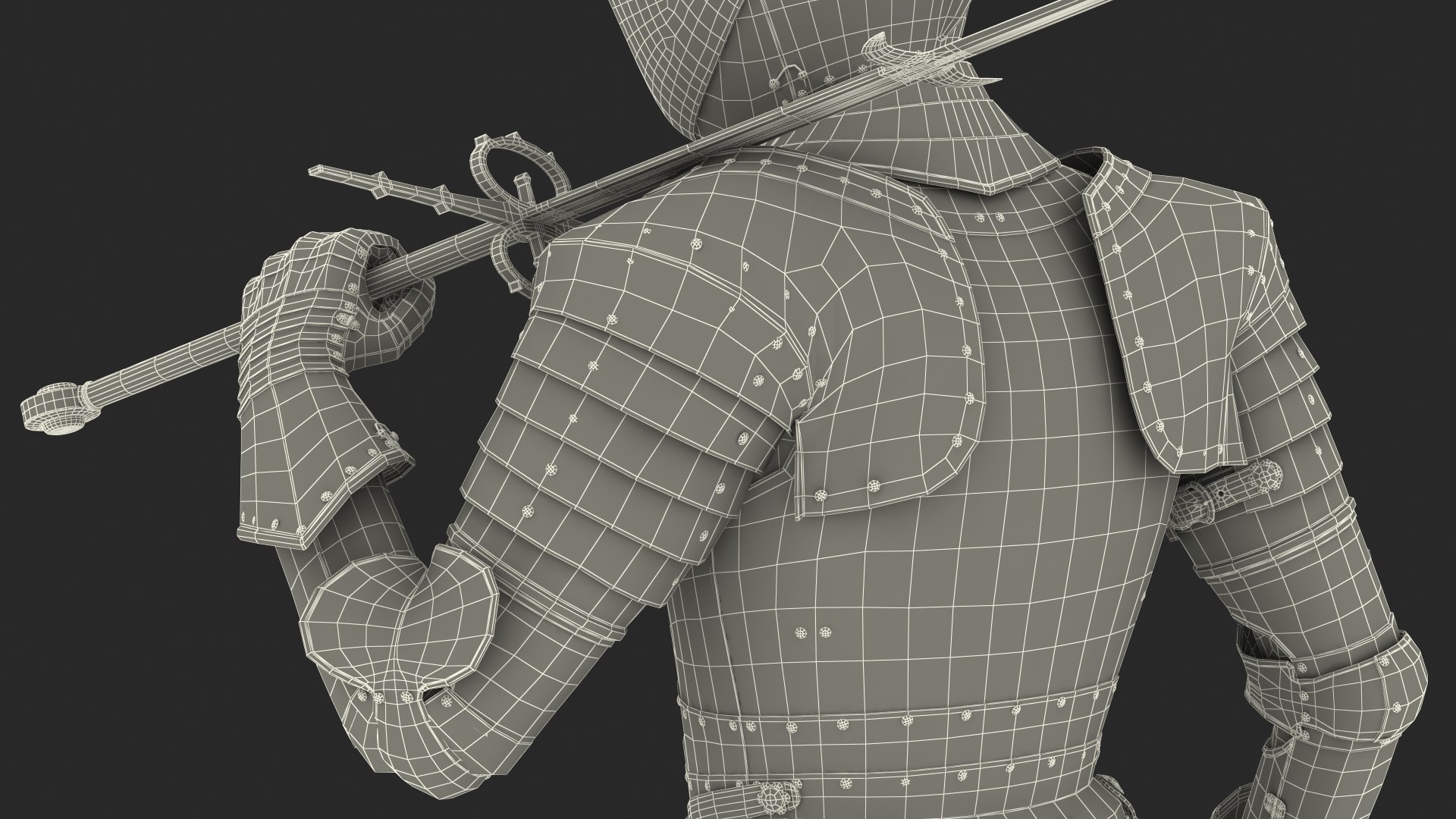 3D model Medieval Knight Black Gold Full Armor Walking Pose ...