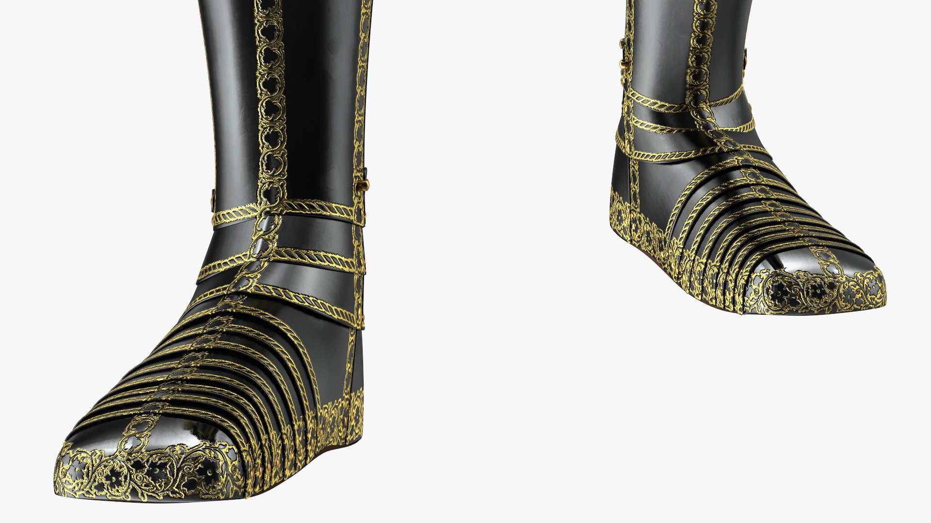 3D model Medieval Knight Black Gold Full Armor Walking Pose ...