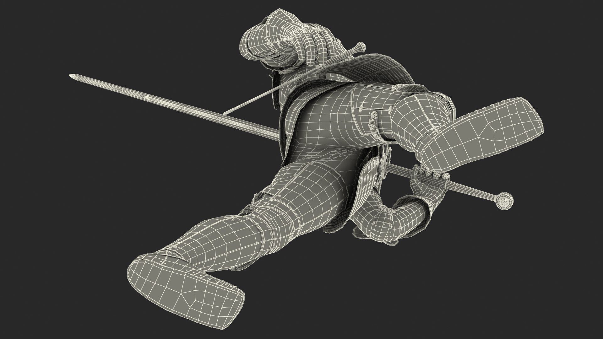 3D model Medieval Knight Black Gold Full Armor Walking Pose ...