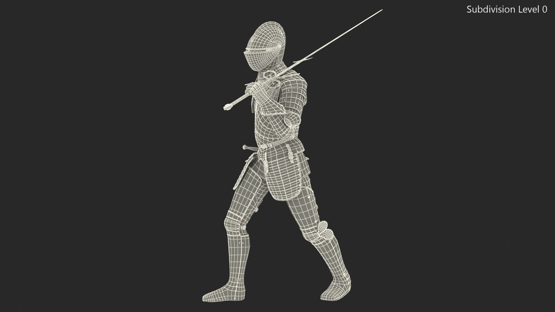 3D model Medieval Knight Black Gold Full Armor Walking Pose ...