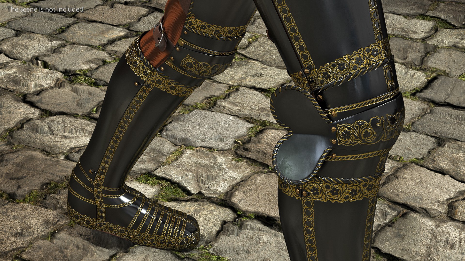 3D model Medieval Knight Black Gold Full Armor Walking Pose ...