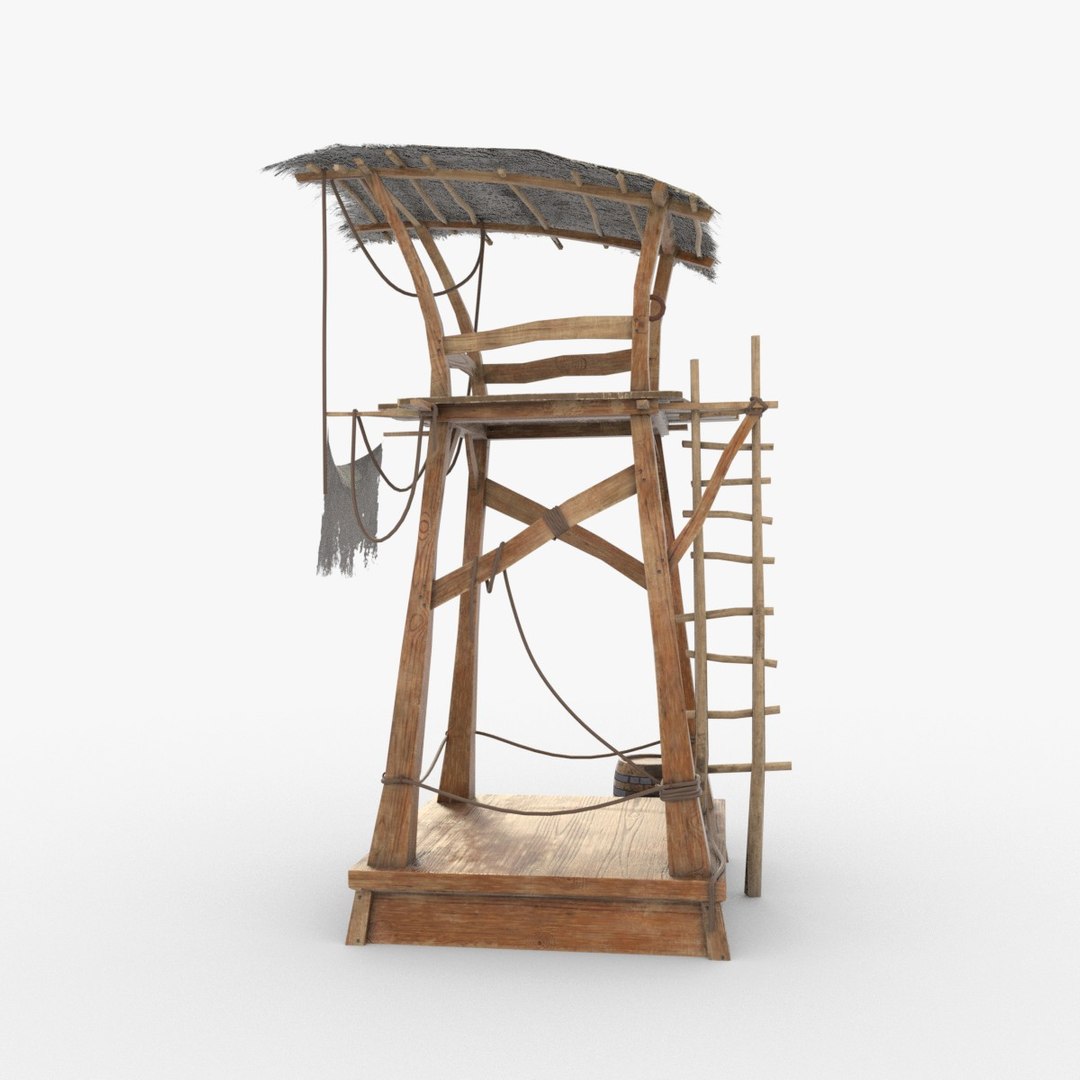 3d Wooden Tower Pirate Model