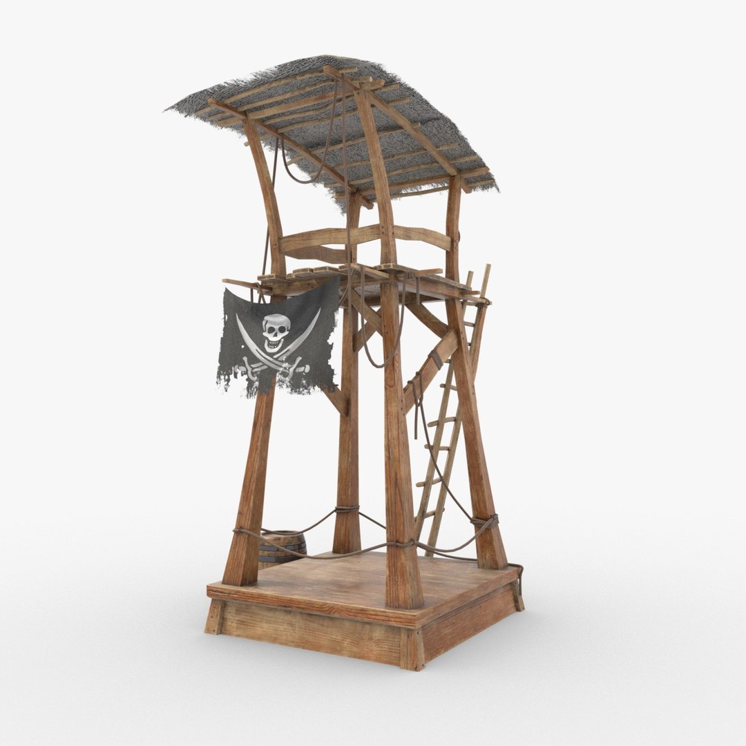 3d Wooden Tower Pirate Model