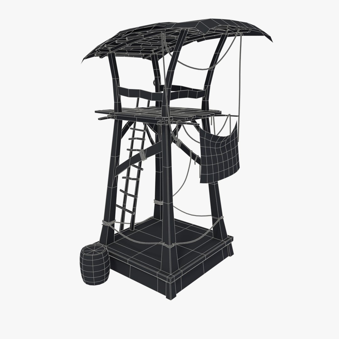 3d Wooden Tower Pirate Model