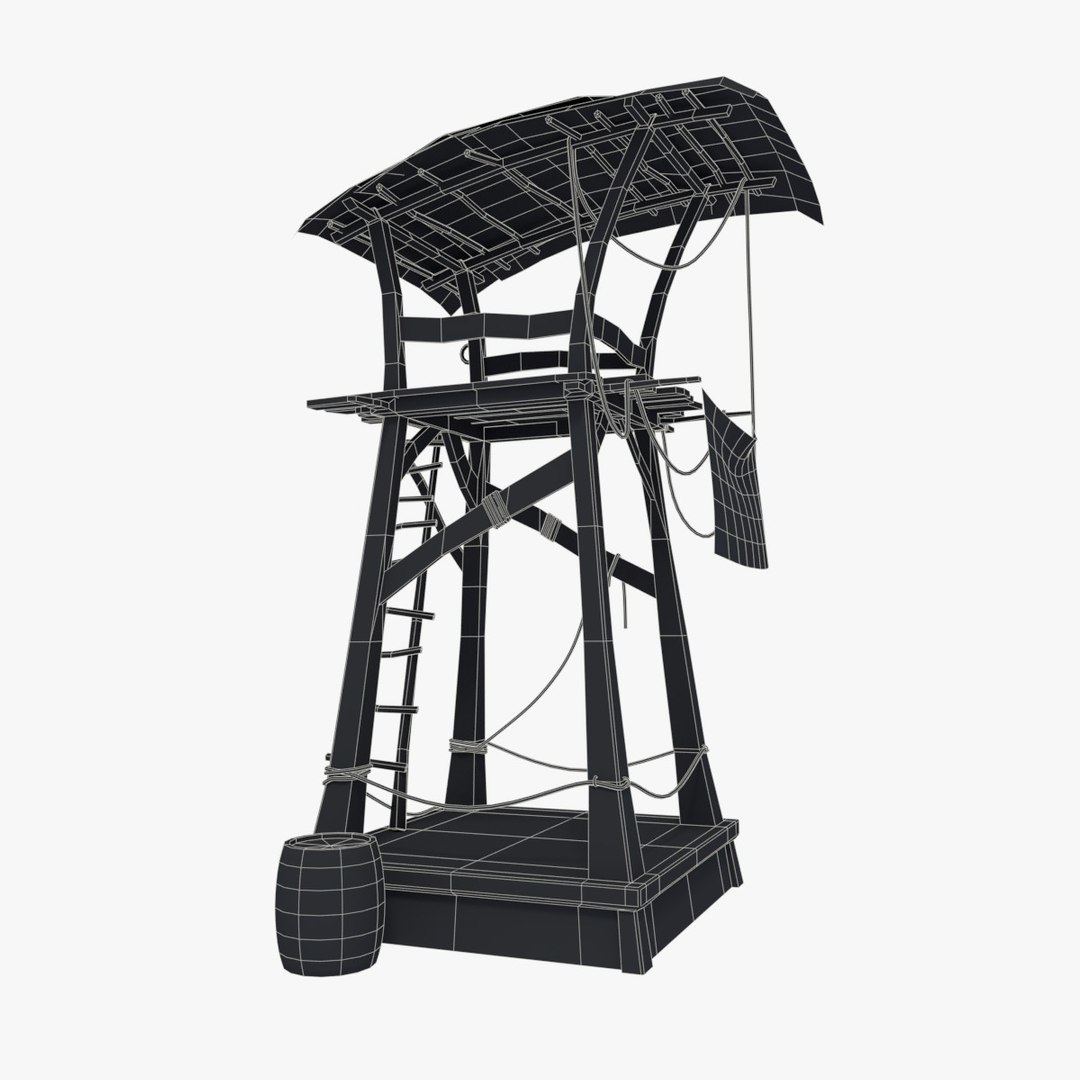 3d Wooden Tower Pirate Model