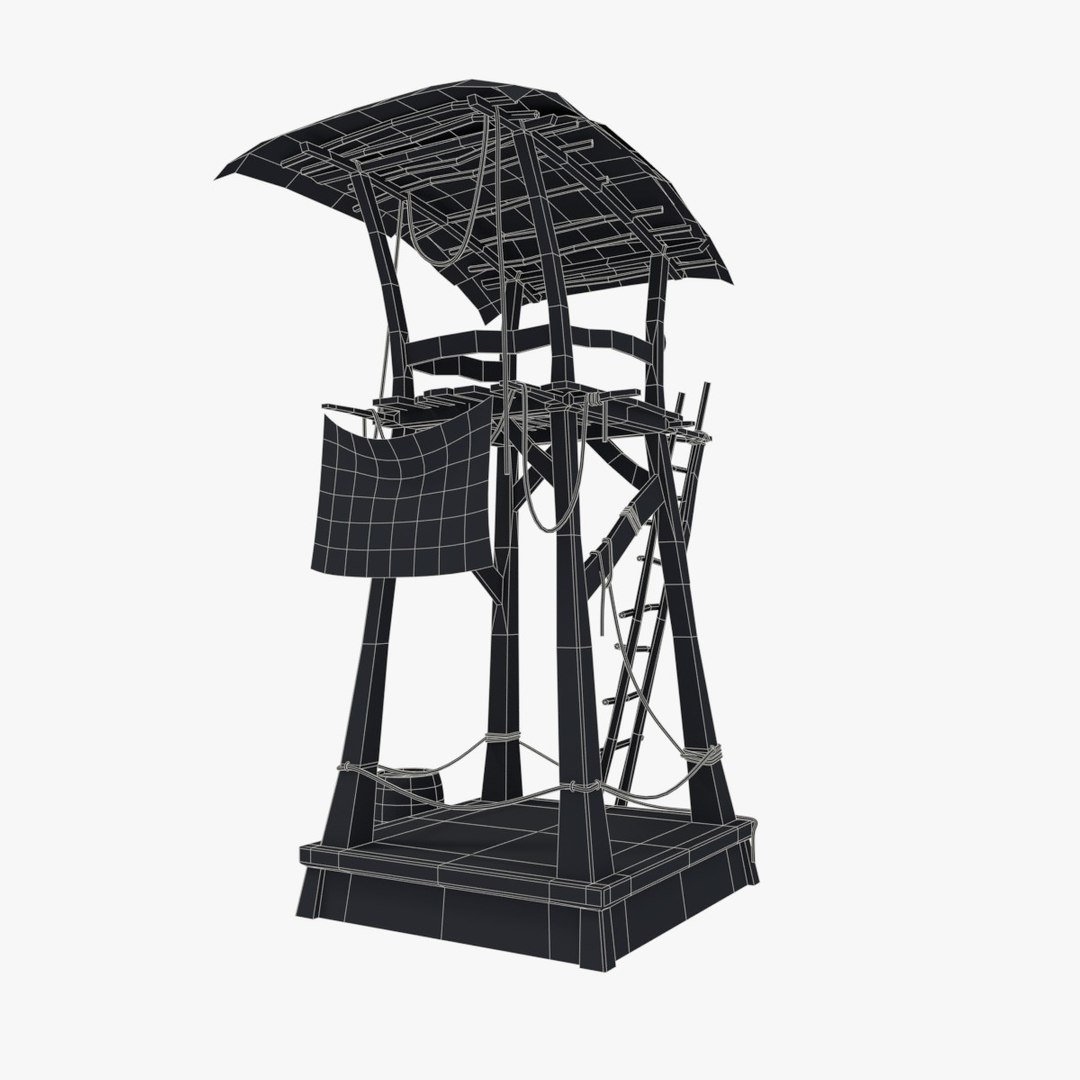 3d Wooden Tower Pirate Model