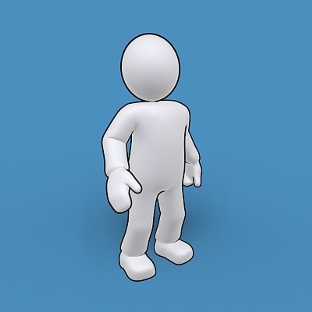 3d Simple Male Cartoon Outline Model
