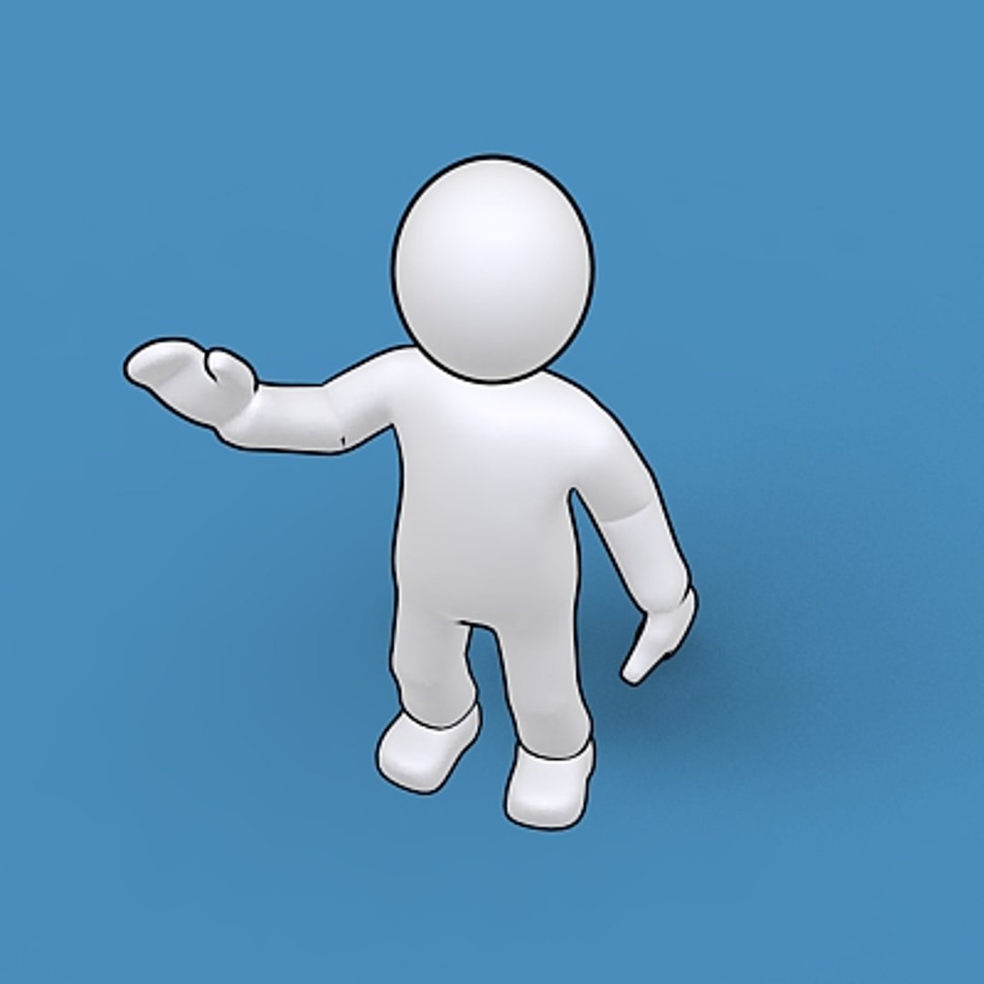 3d Simple Male Cartoon Outline Model