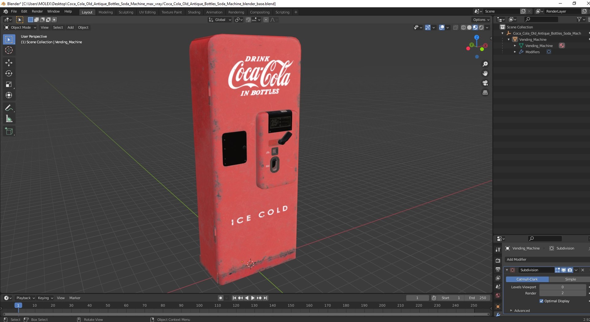 3D Coca Cola Old Antique Bottles Soda Machine Model - TurboSquid 2127960