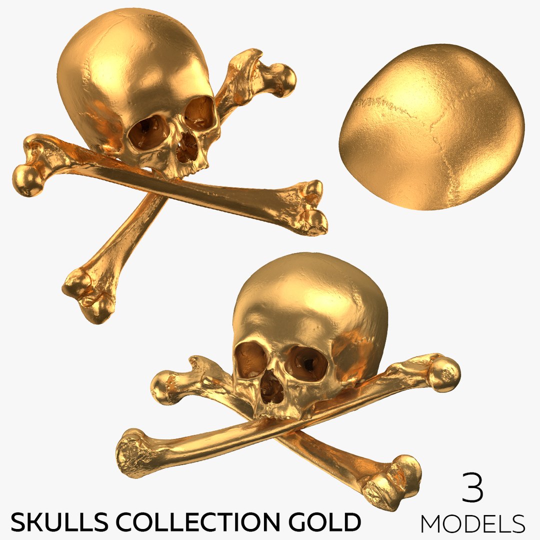 Pirate Skulls and Bones Collection Gold - 3 models 3D model ...