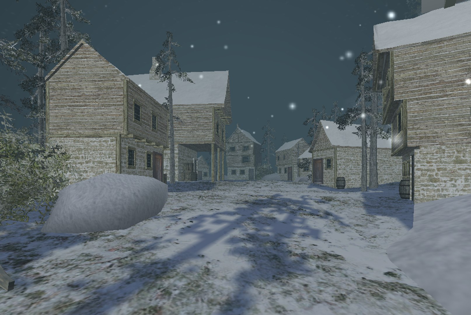 3d Snowy Village Snow Model