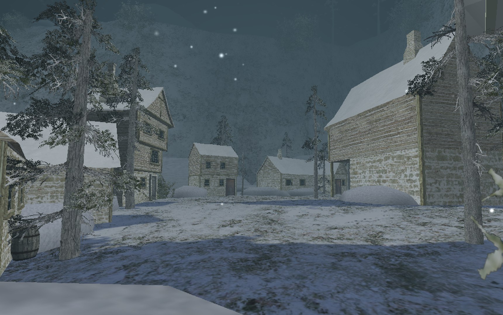 3d Snowy Village Snow Model