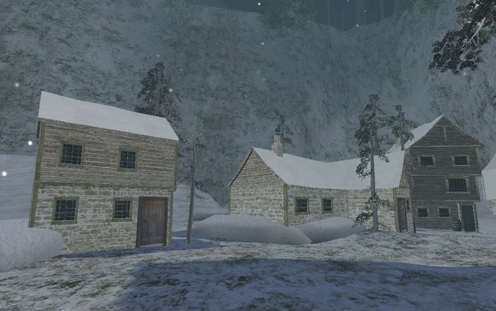 3d Snowy Village Snow Model