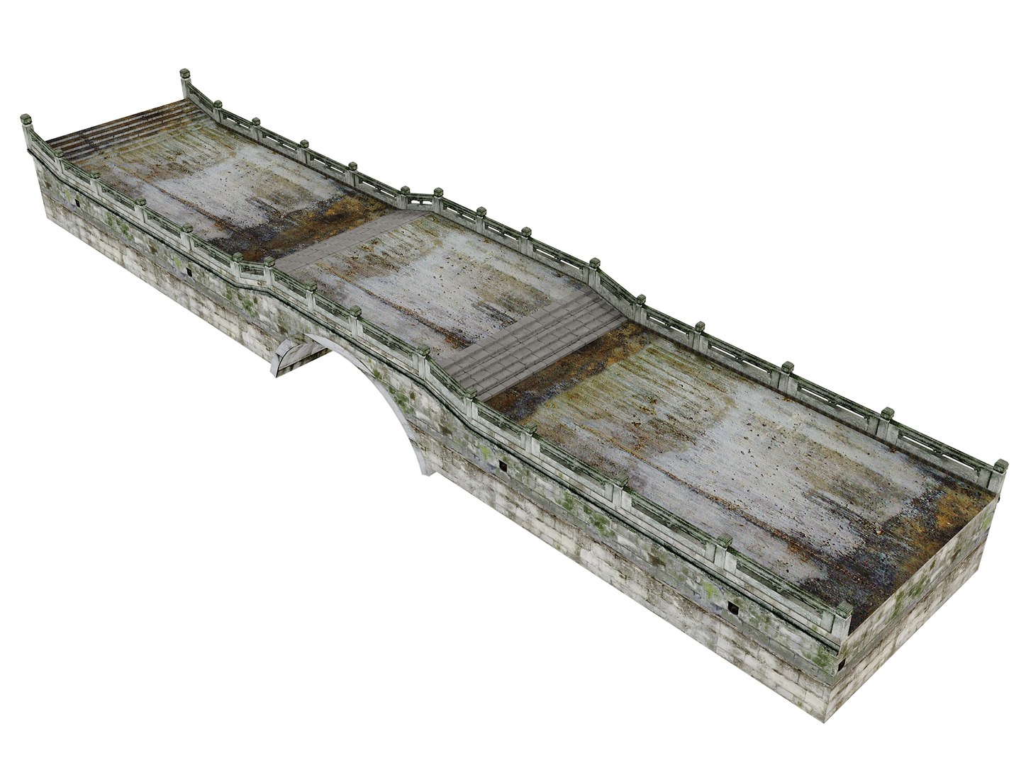 3D Japan Stone Arch Bridge - Historic Single-Span With Balustrade ...
