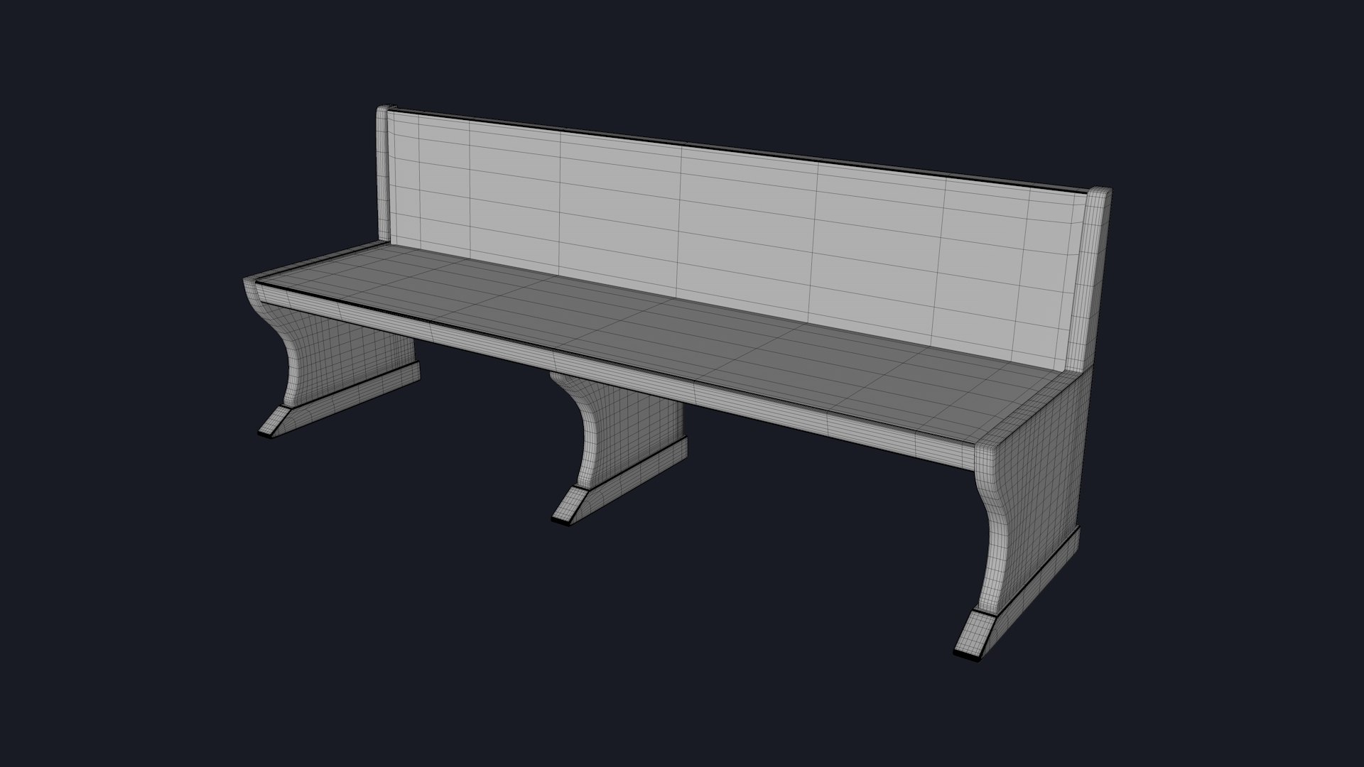 3D Wooden Bench Long - TurboSquid 1995904