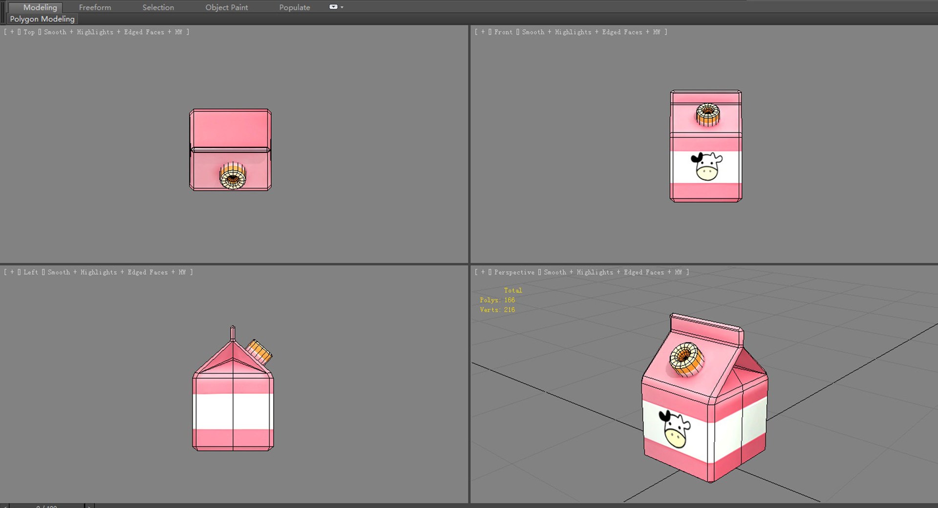 3D Cartoon Boxed Milk - TurboSquid 1937376