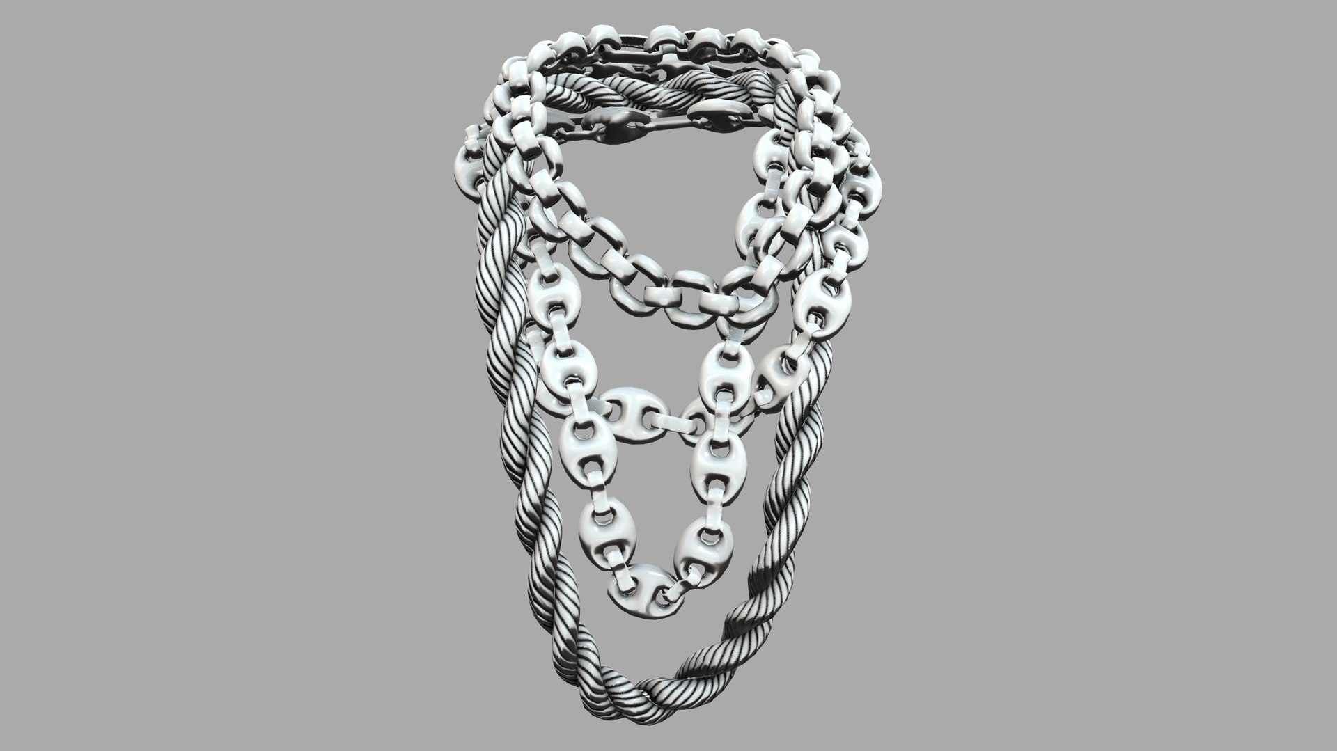 Oversize Metal Chains Multi-Row Huge Rapper Necklace 3D - TurboSquid ...