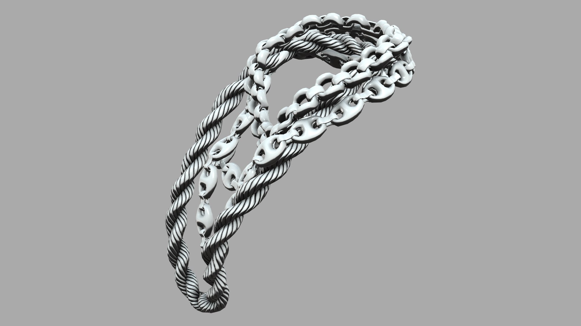 Oversize Metal Chains Multi-Row Huge Rapper Necklace 3D - TurboSquid ...