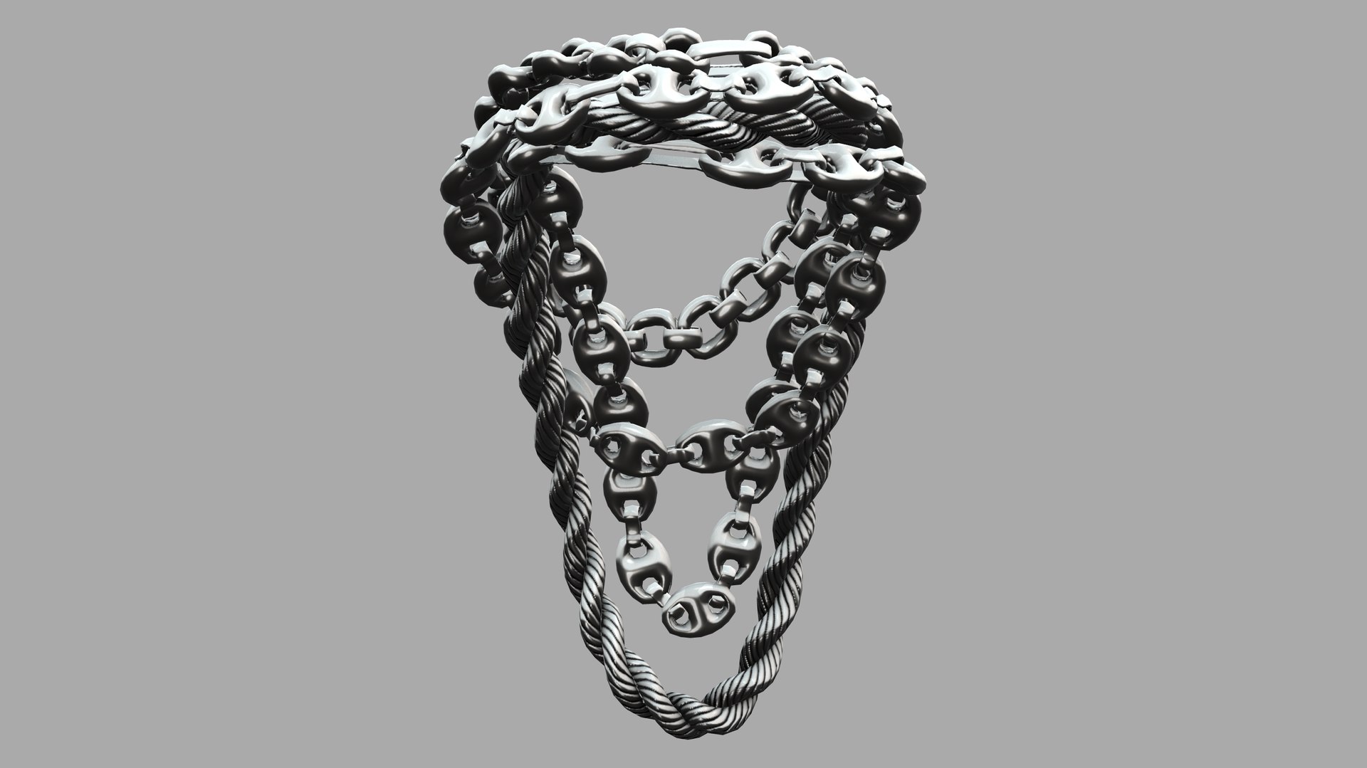 Oversize Metal Chains Multi-Row Huge Rapper Necklace 3D - TurboSquid ...