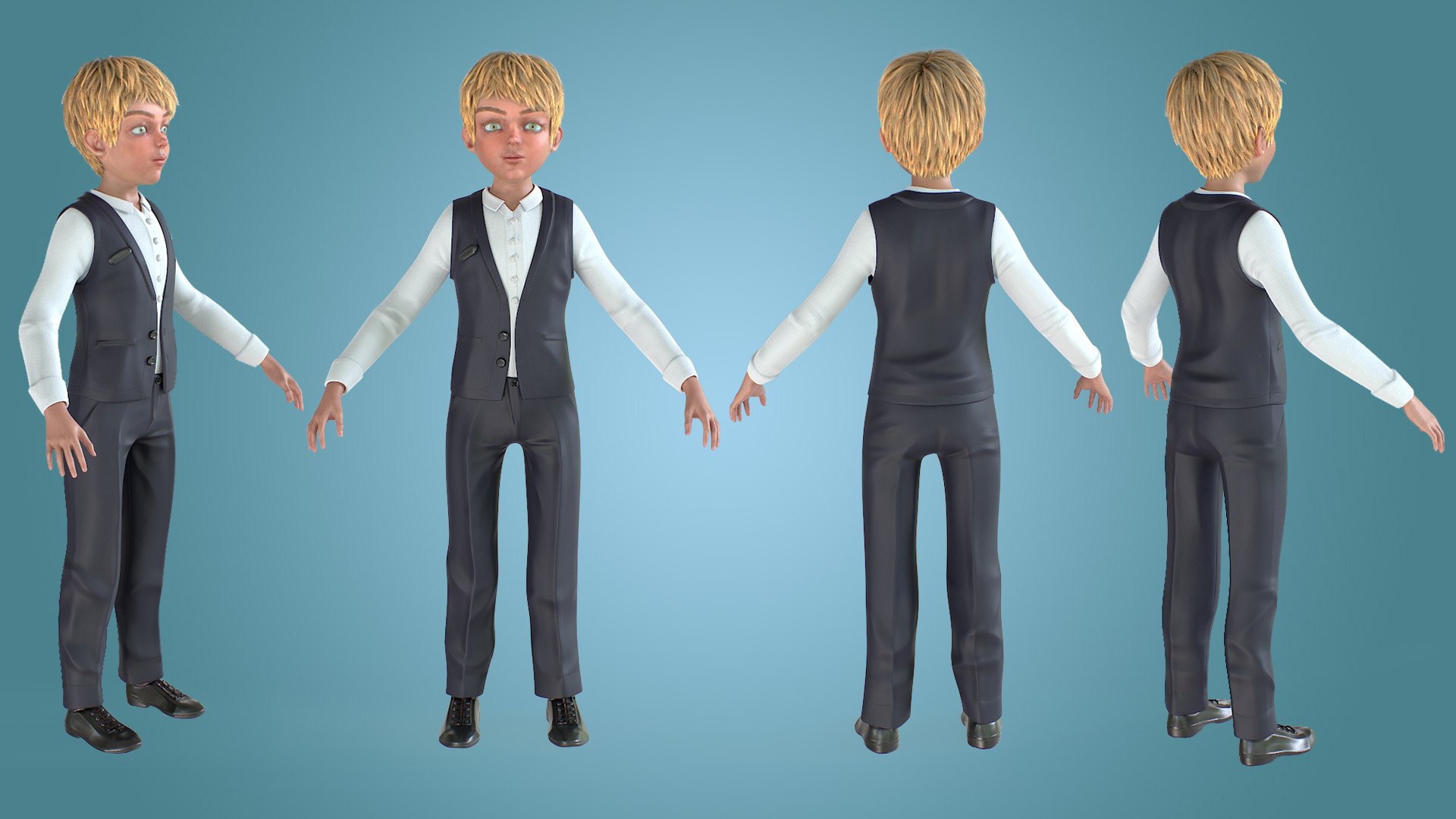 Cartoon Boy School 3D Model - TurboSquid 1895874