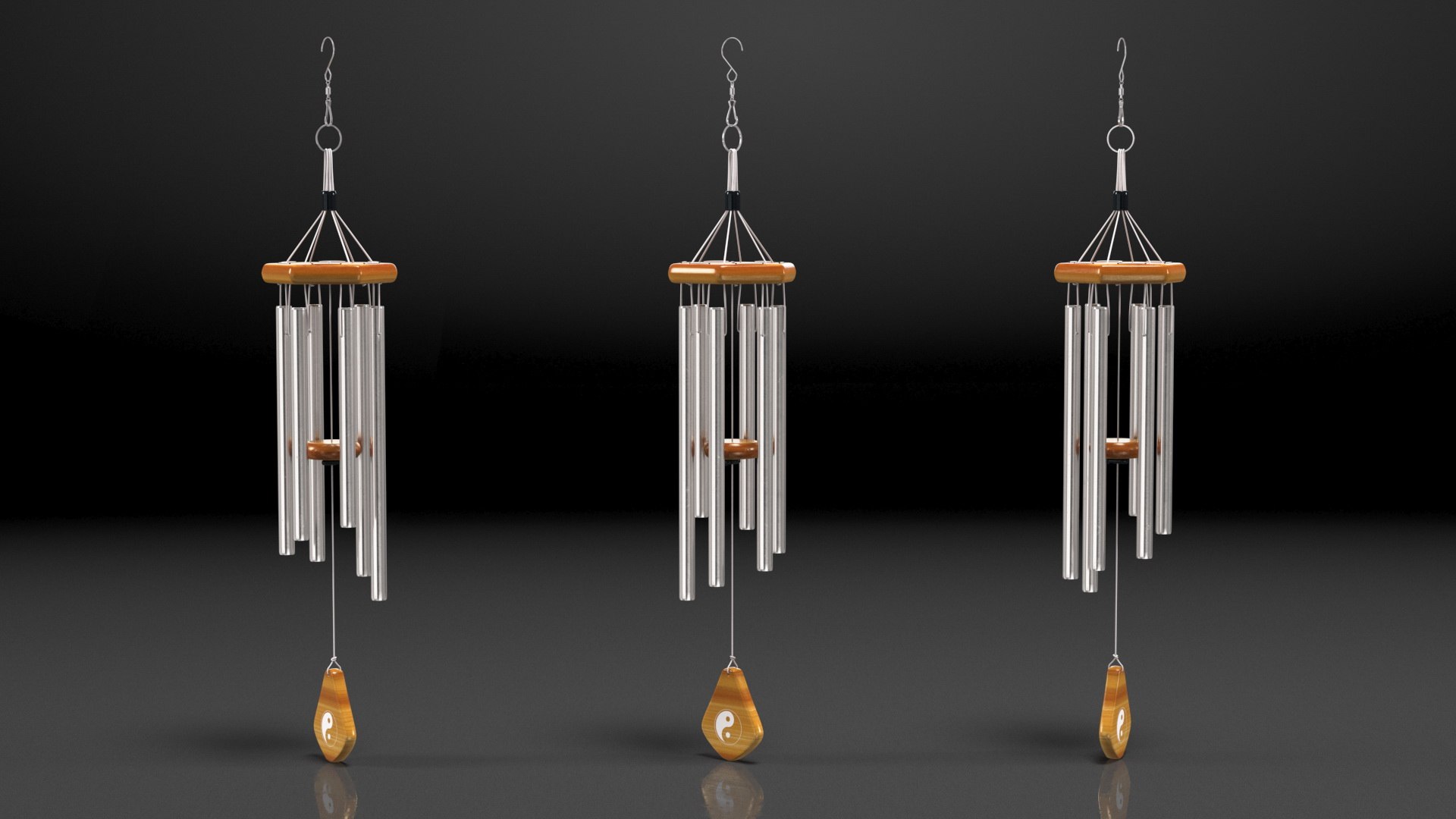 3D Chrome Plated Wind Chime - TurboSquid 1841737