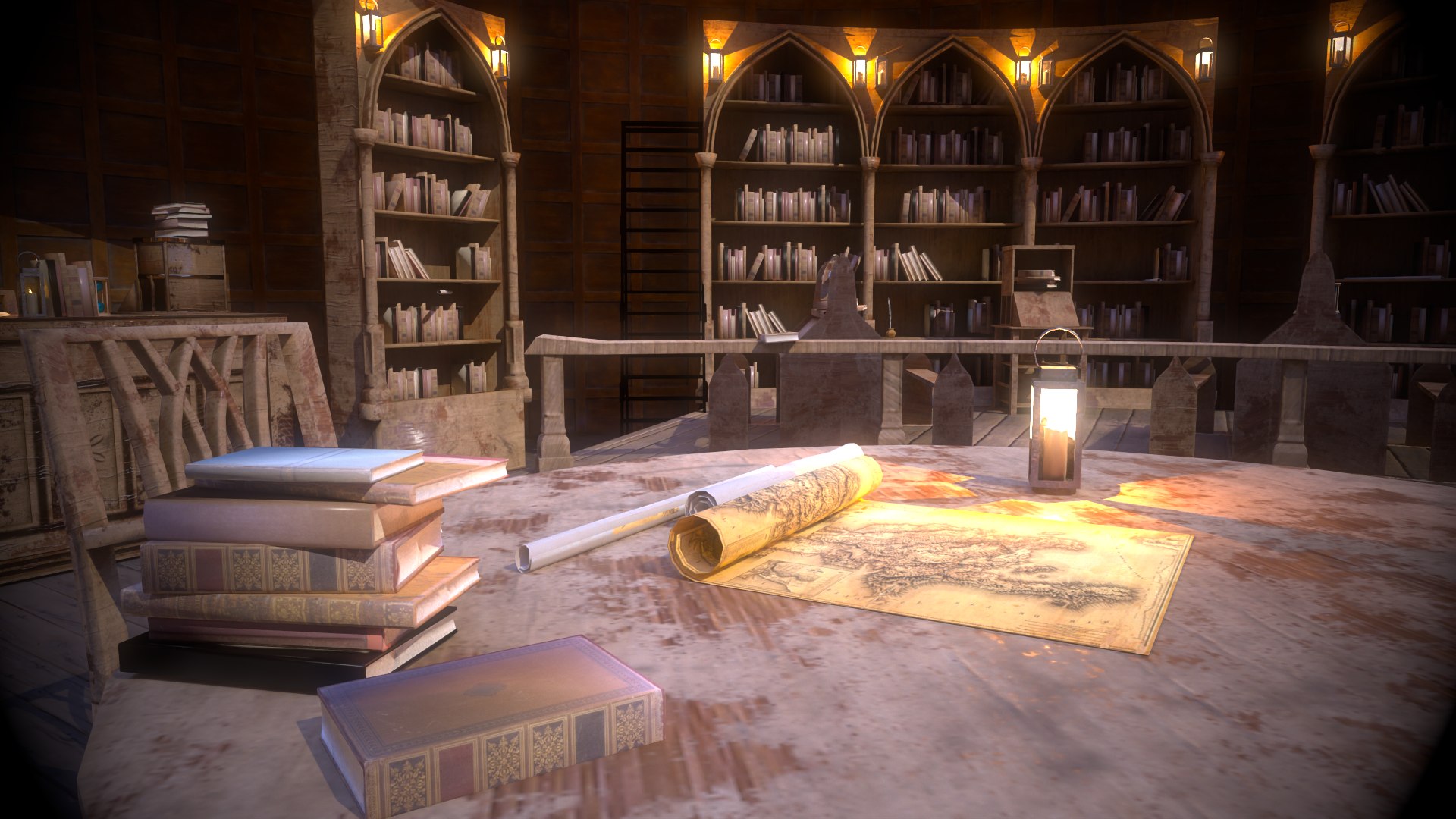 3D Medieval Library Model Pack Antique - TurboSquid 1772846