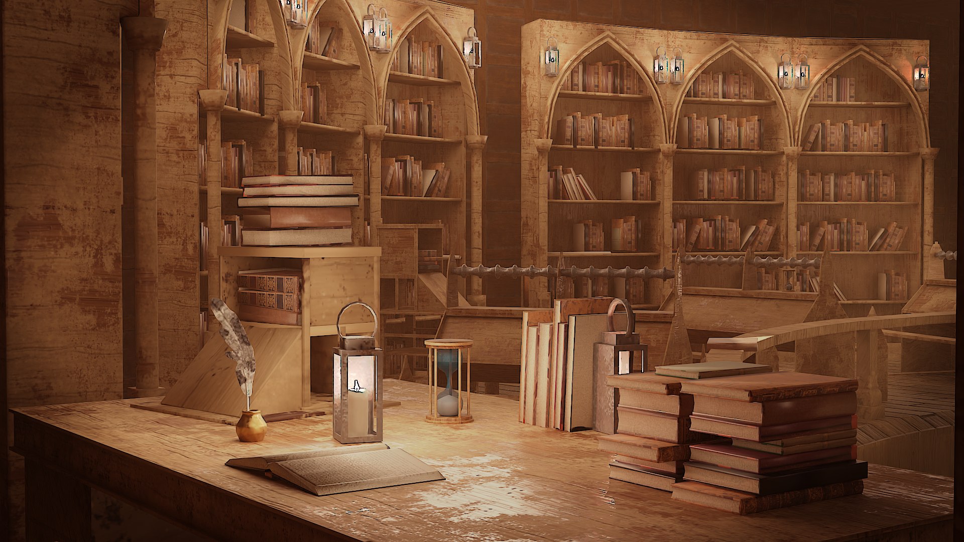 3D Medieval Library Model Pack Antique - TurboSquid 1772846