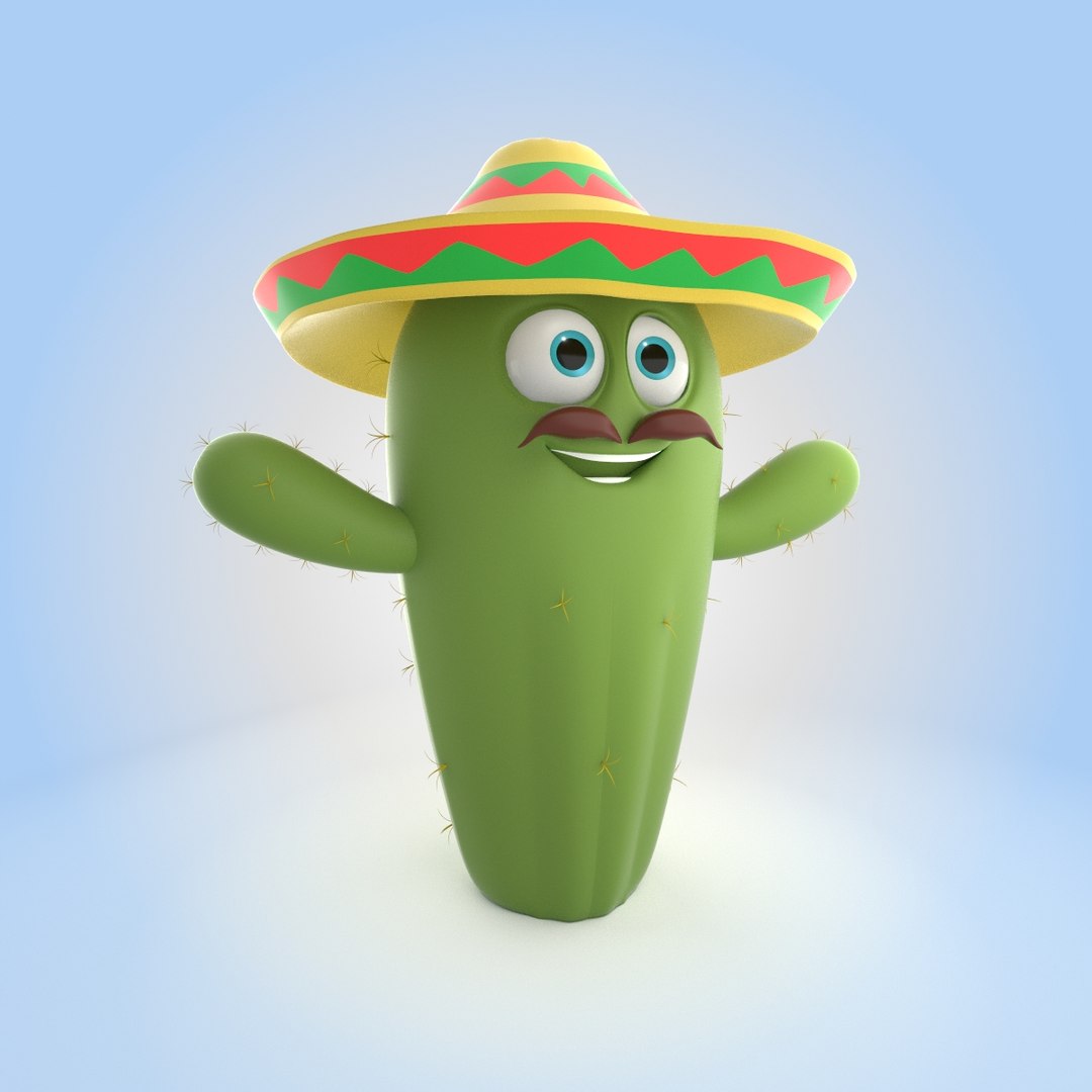 Cactus With Hat 3D Model - TurboSquid 2117133