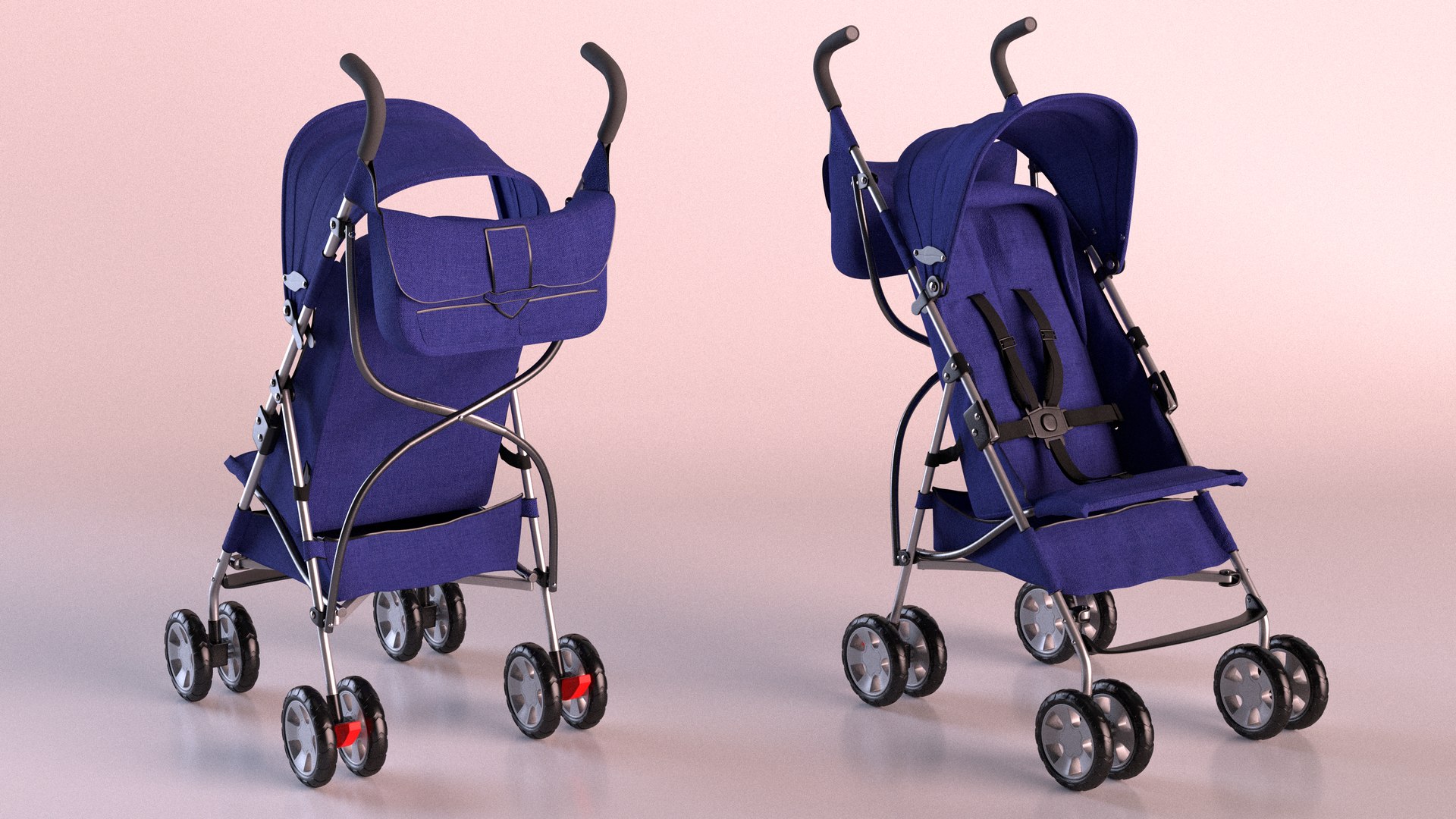 Portable Folding Baby Stroller With Bag 3D Model - TurboSquid 2146920