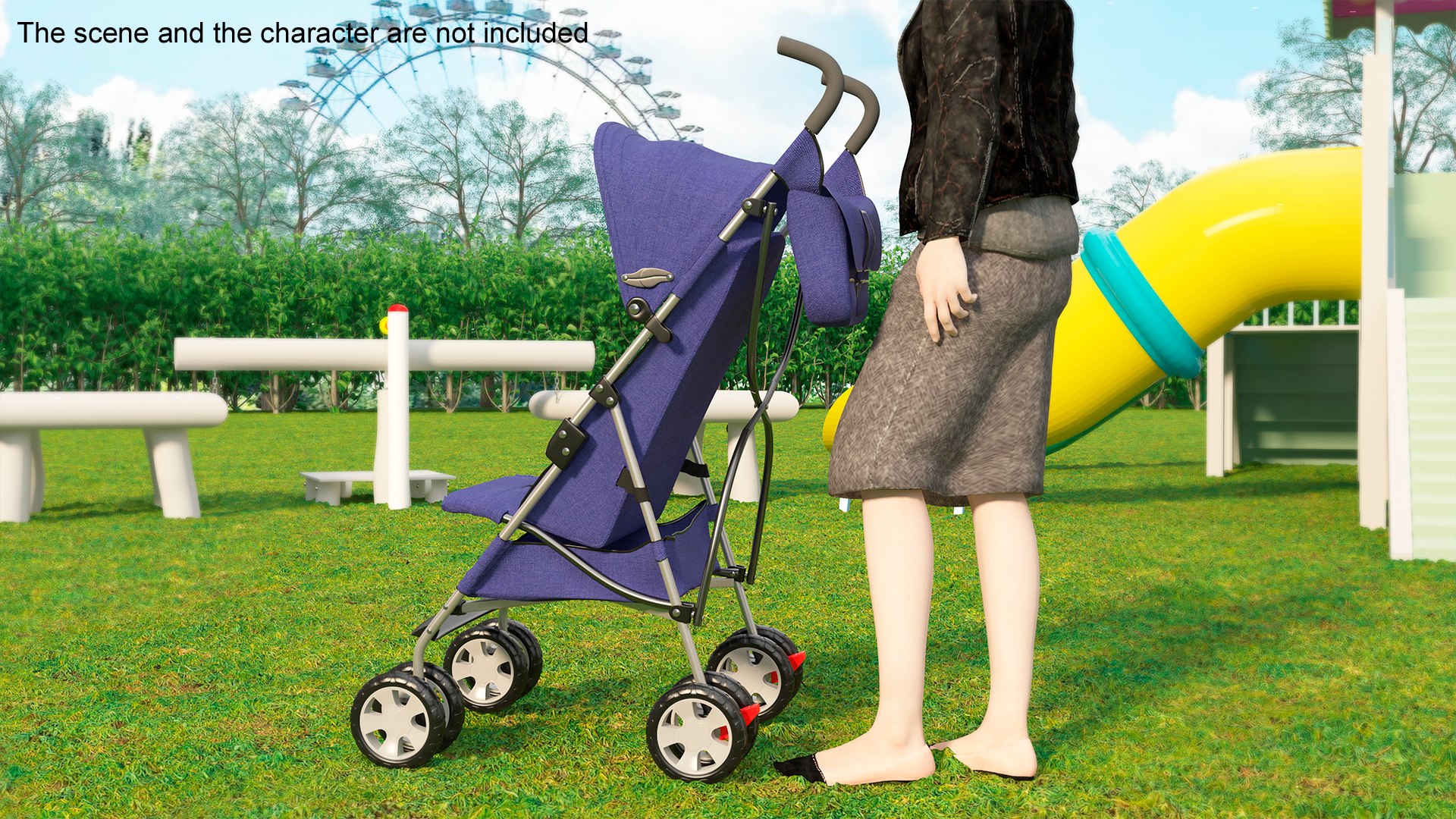 Portable Folding Baby Stroller With Bag 3D Model - TurboSquid 2146920