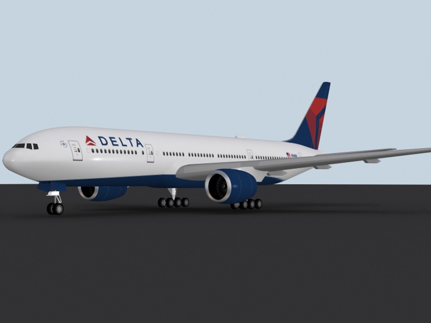 B 777-200 Airliner Delta 3d Model