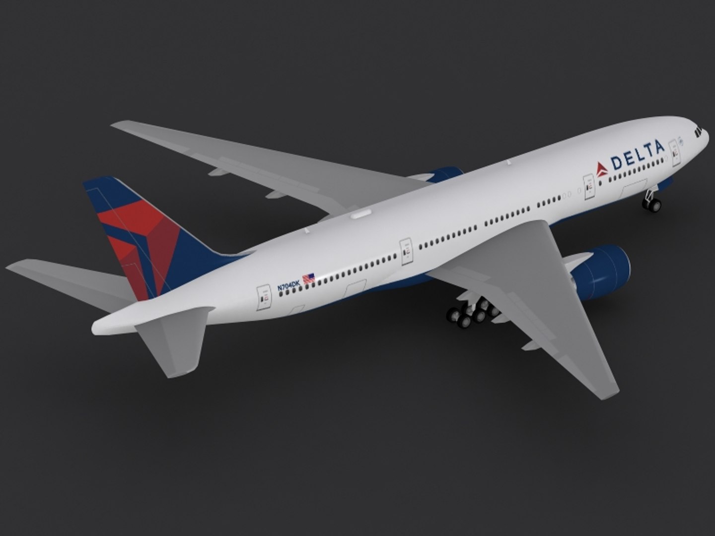 B 777-200 Airliner Delta 3d Model