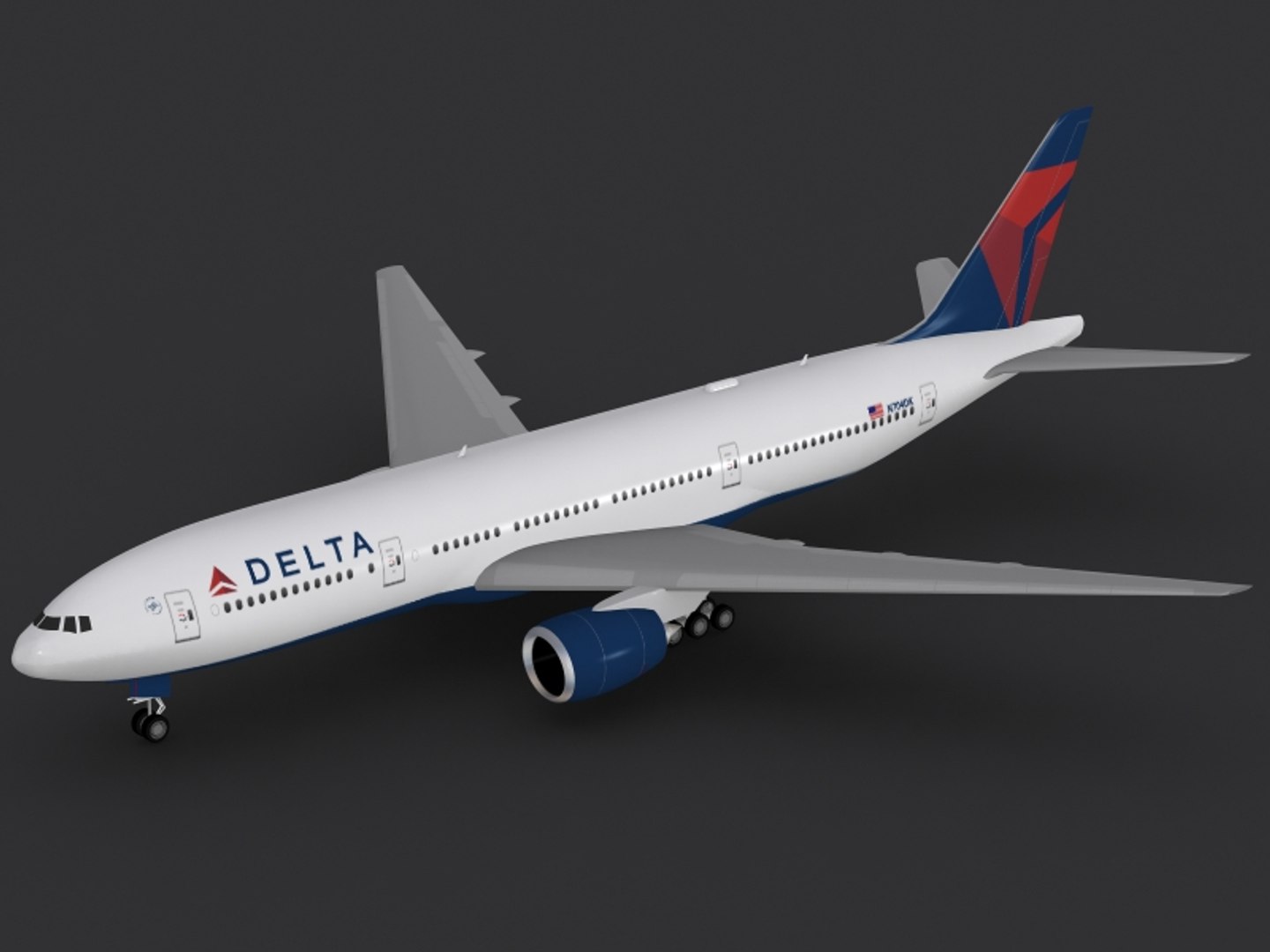 B 777-200 Airliner Delta 3d Model