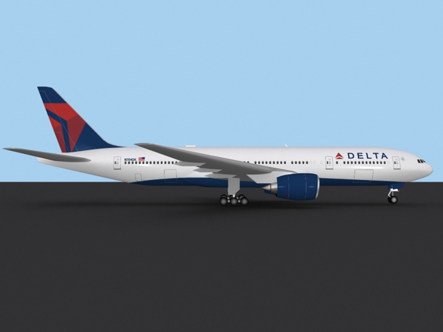 B 777-200 Airliner Delta 3d Model