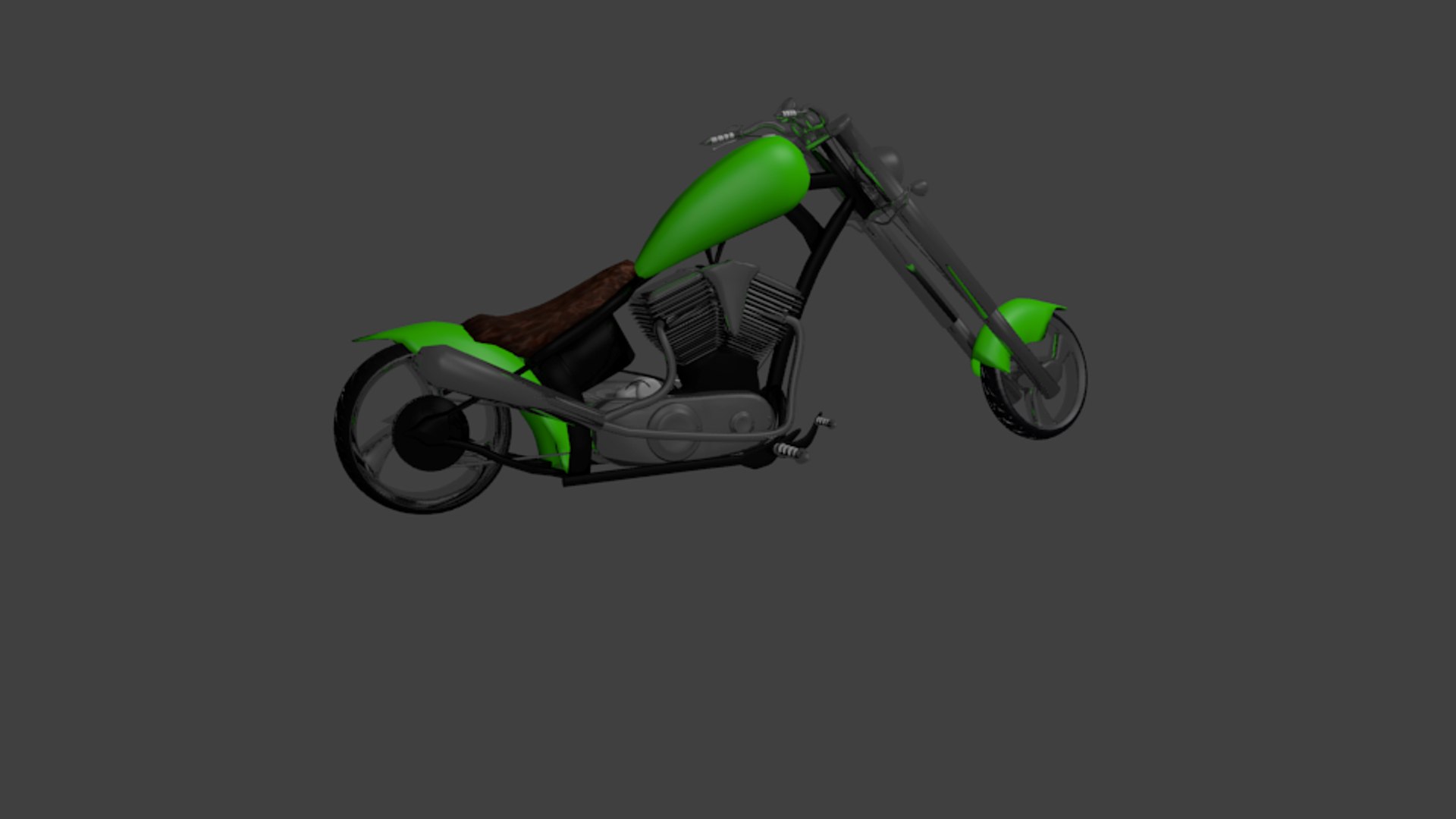 Green Chopper Motorcycle 3d 3ds