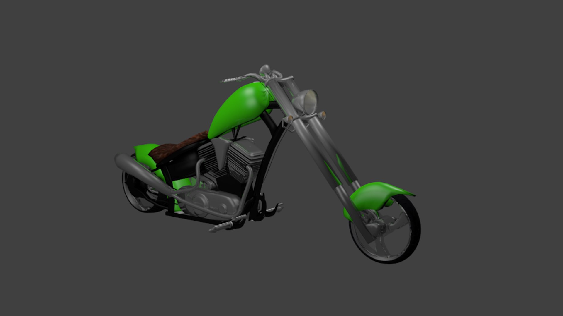 Green Chopper Motorcycle 3d 3ds