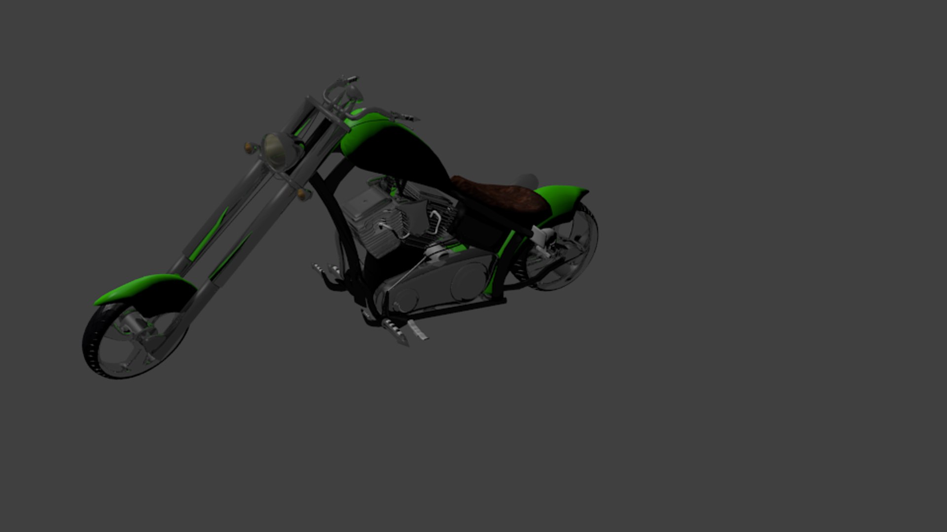 Green Chopper Motorcycle 3d 3ds
