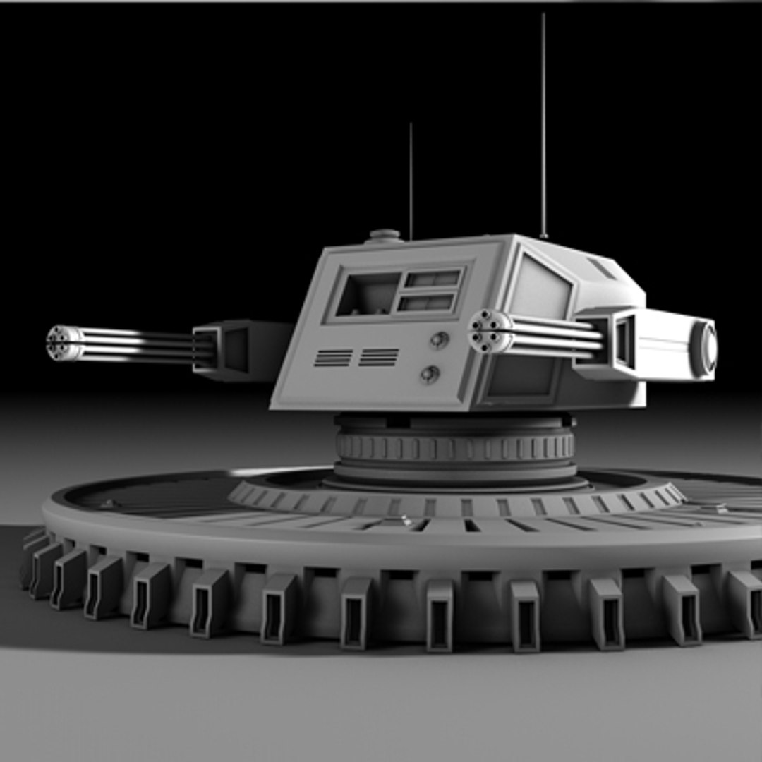 3d futuristic laser turret model
