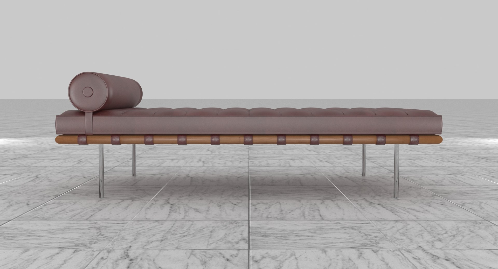 Knoll Red Leather Barcelona Couch 3D - TurboSquid 1733058