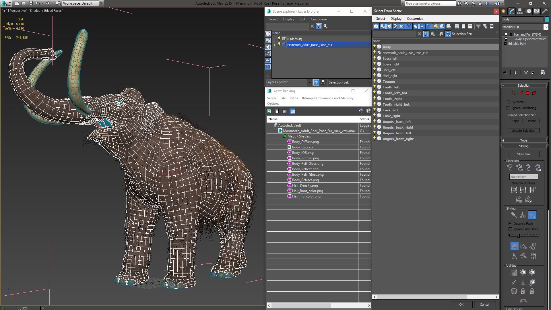 3D Mammoth Adult Roar Pose Fur - TurboSquid 1801998