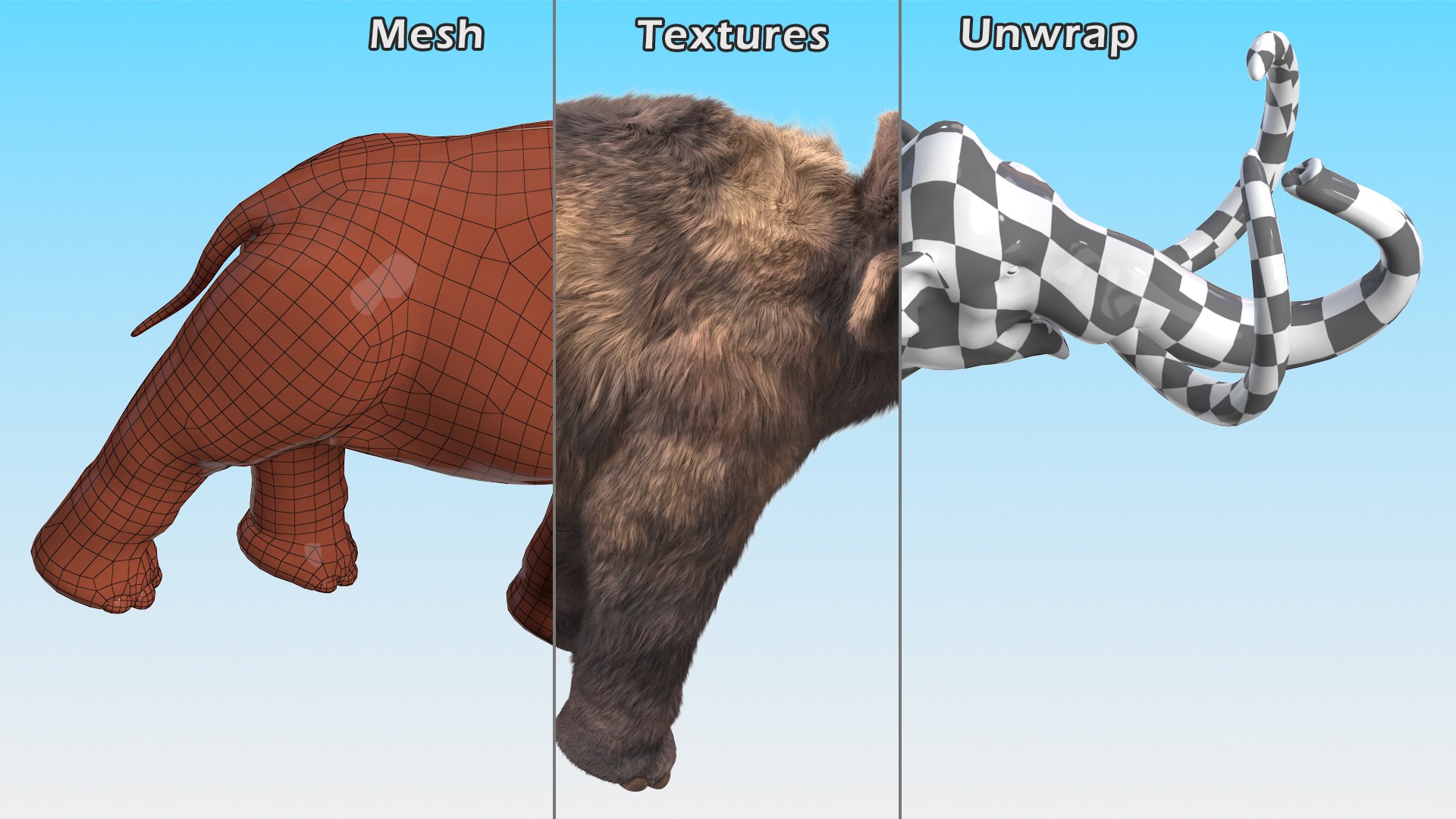 3D Mammoth Adult Roar Pose Fur - TurboSquid 1801998