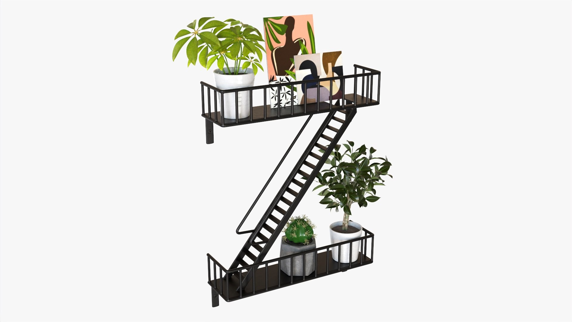 Decorative Wall Shelf With Plants 02 3D Model - TurboSquid 1842842