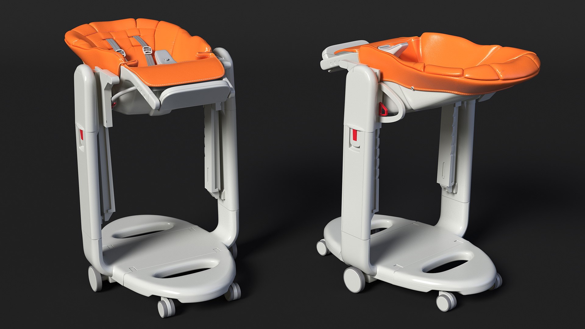 3D Baby Folding High Chair Horizontal Orange Rigged Model - TurboSquid 2167334