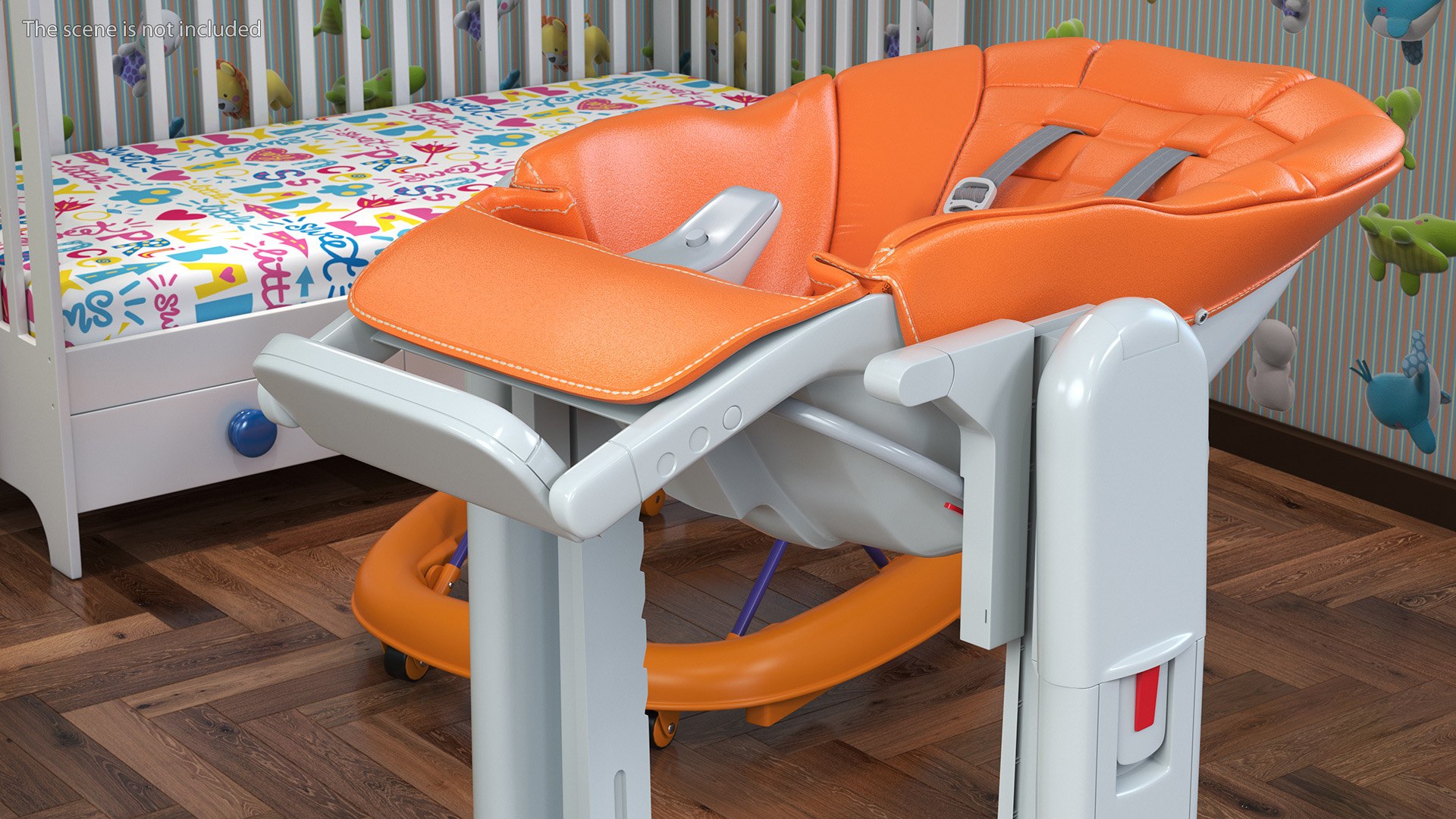 3D Baby Folding High Chair Horizontal Orange Rigged Model - TurboSquid ...