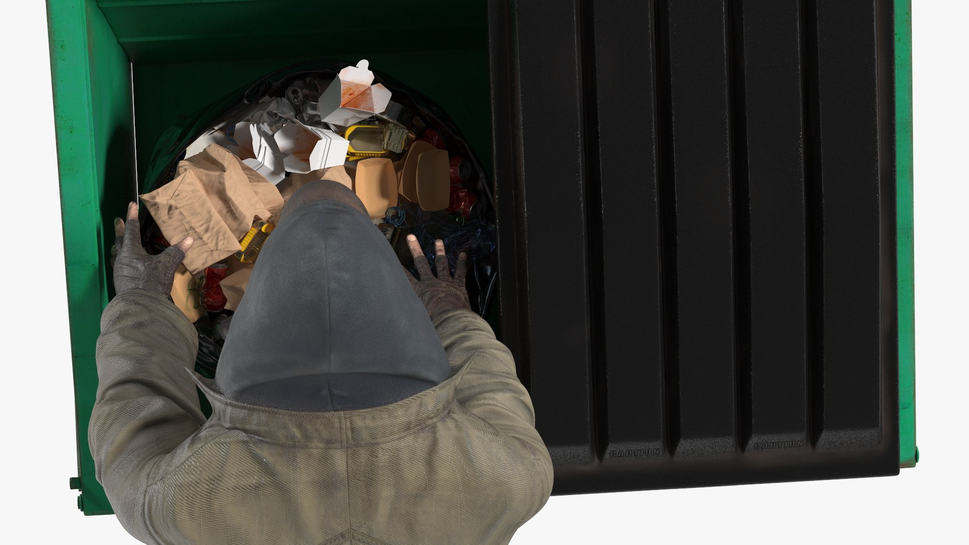 Homeless Man Digs Through Dumpster 3D - TurboSquid 2283328