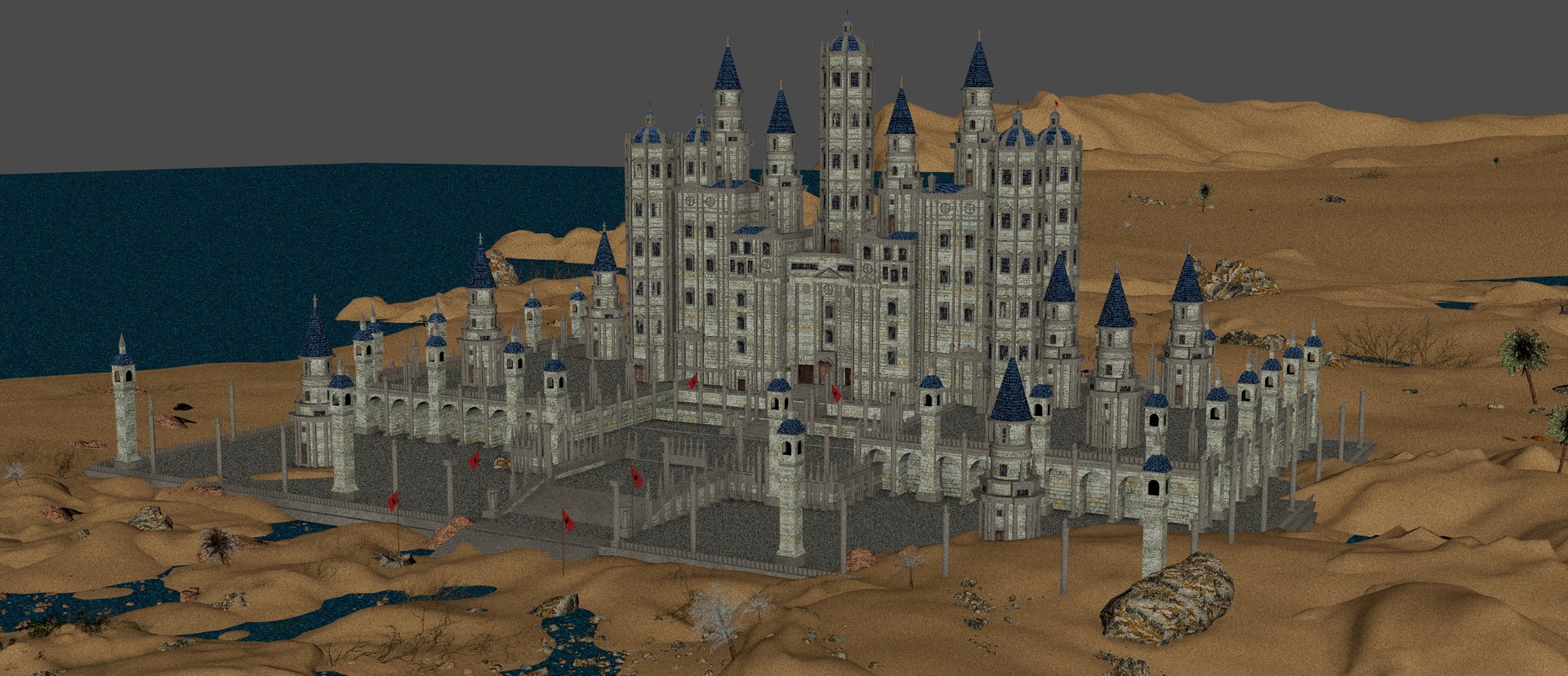 Fantasy Blue Castle Environment 3D Model - TurboSquid 2419243