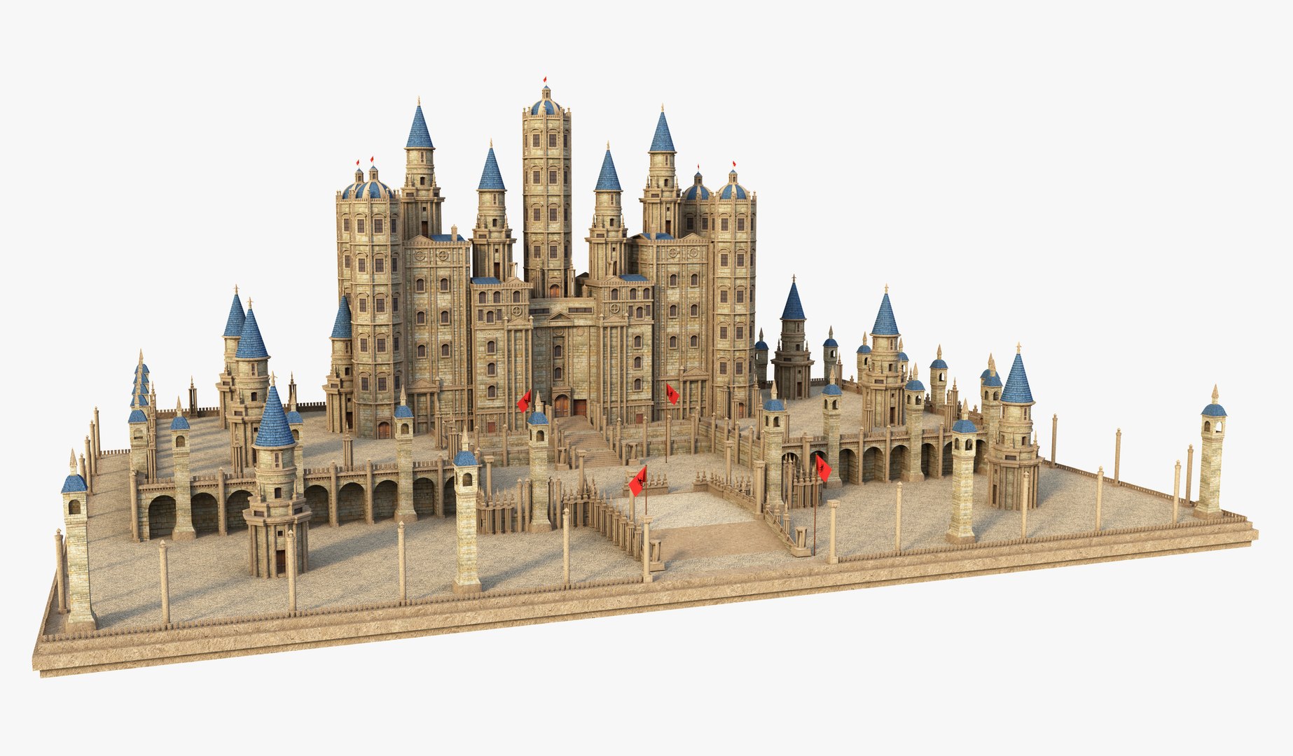Fantasy Blue Castle Environment 3D Model - TurboSquid 2419243