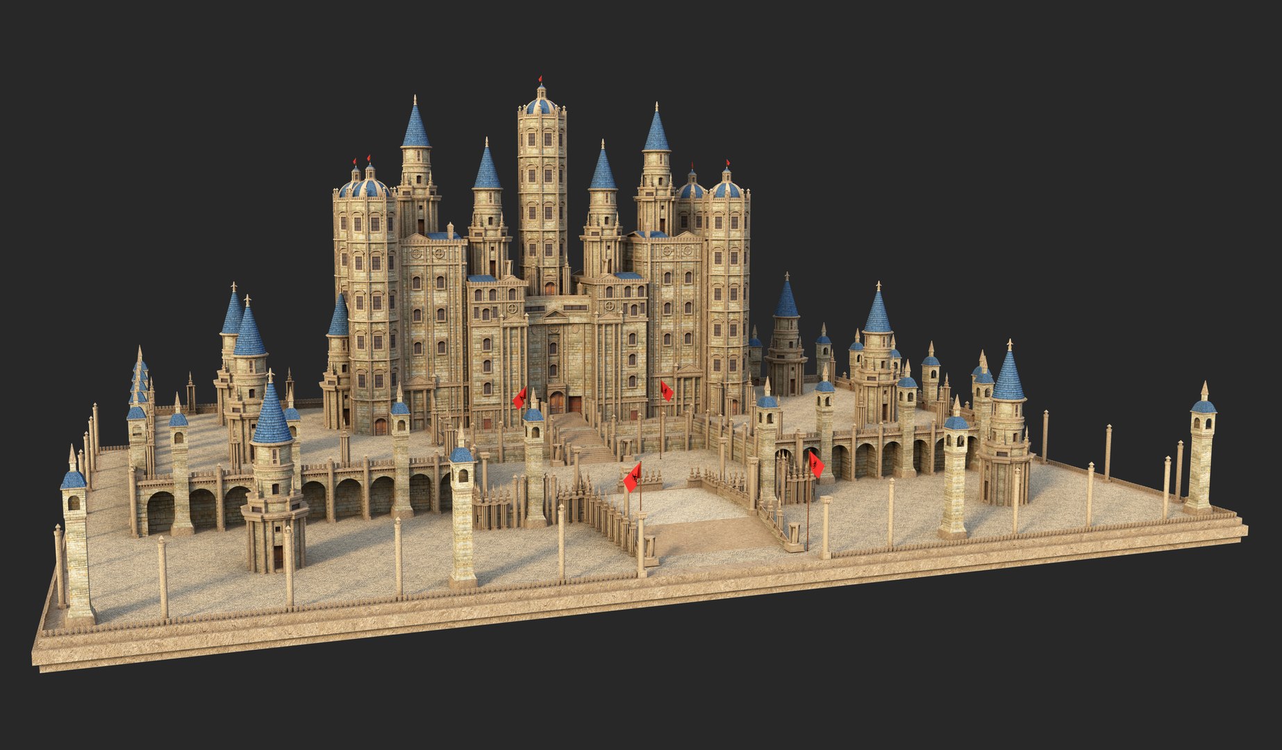 Fantasy Blue Castle Environment 3D Model - TurboSquid 2419243