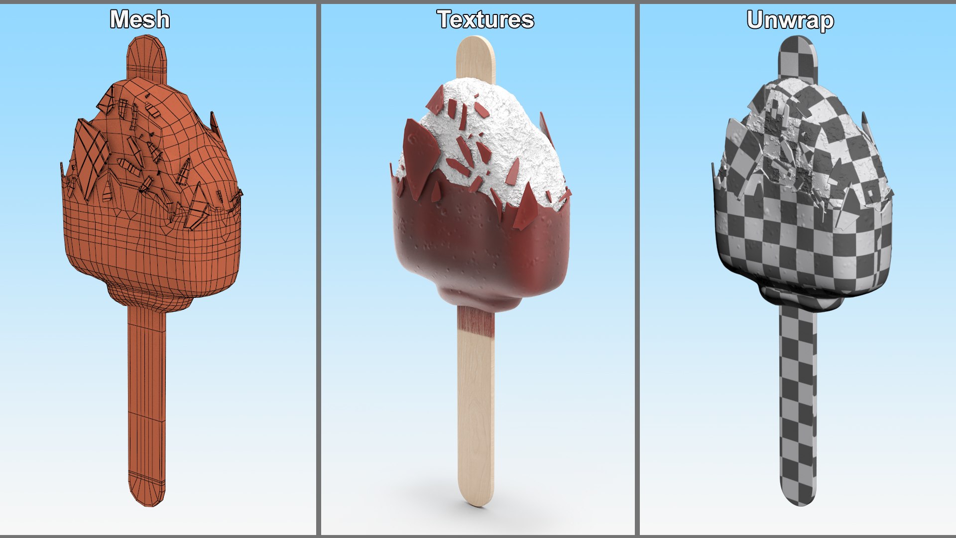 3d Eaten Chocolate Dipped Vanilla Ice Cream Bar Model Turbosquid 2069311