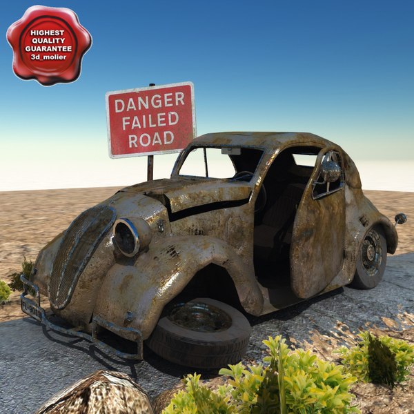 fiat-500a 500 destroyed 3d model
